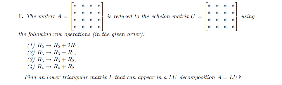 Solved 1. The matrix A = * * * * * * * * * * * * * is | Chegg.com