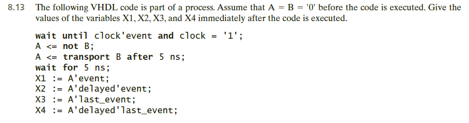 Solved 8.13 The following VHDL code is part of a process. | Chegg.com