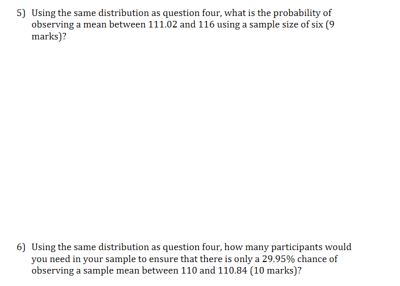 Solved For the following questions on probability and sample | Chegg.com