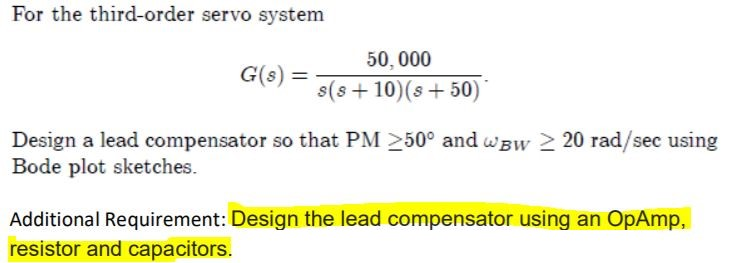 Solved For the third-order servo system 50,000 | Chegg.com
