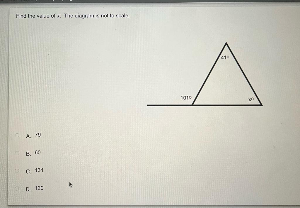 Solved Find the value of x. The diagram is not to scale. ⒸA. | Chegg.com