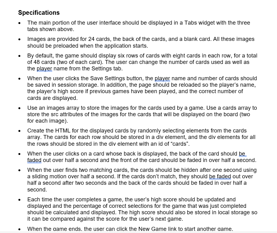 Solved Group Project 1: Create the Memory game Purpose: For | Chegg.com
