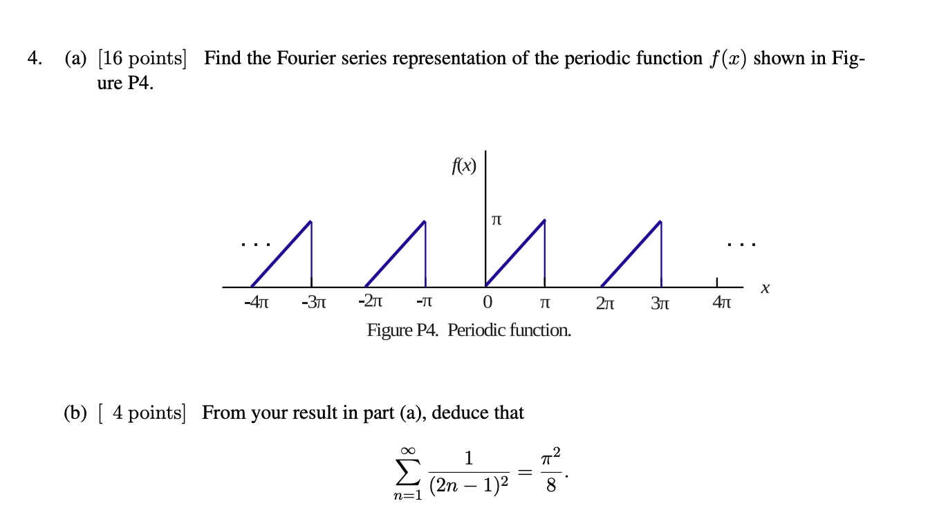 Solved 4. (а) [16 points) Find the Fourier series | Chegg.com