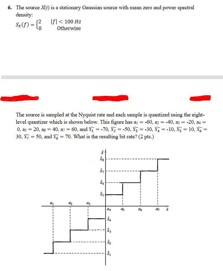 Solved 6. The source X(t) is a stationary Gaussian source | Chegg.com