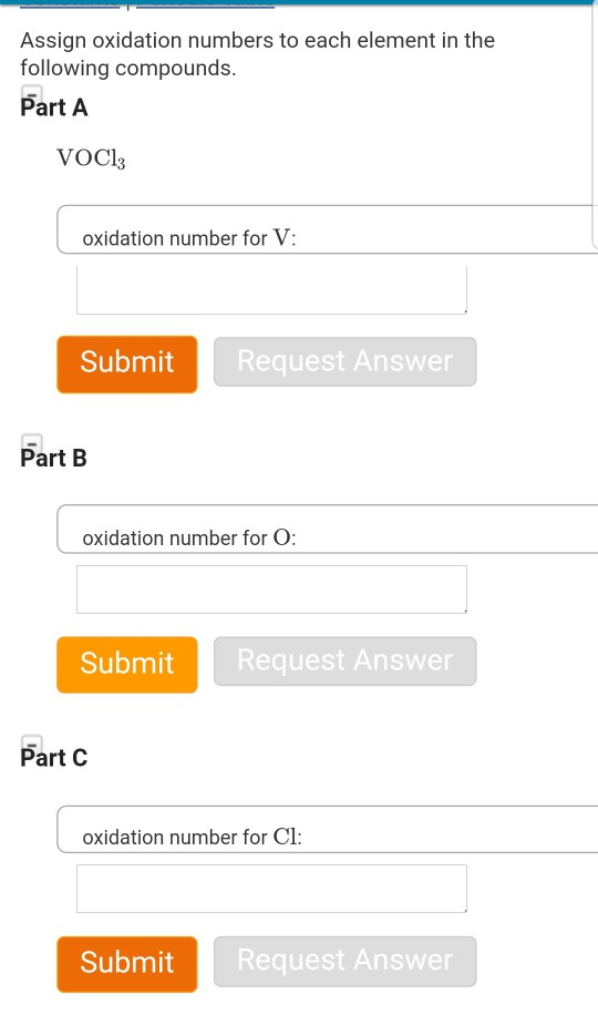 Solved Assign oxidation numbers to each element in the | Chegg.com