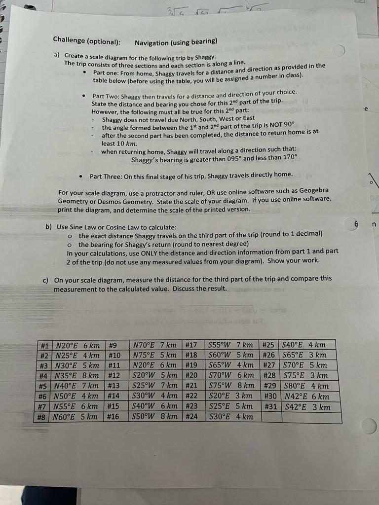Solved Challenge (optional): Navigation (using bearing)a) | Chegg.com