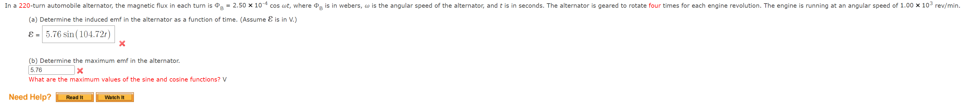 Solved A Determine The Induced Emf In The Alternator As A Chegg