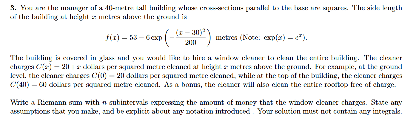 Solved 3. You are the manager of a 40-metre tall building | Chegg.com
