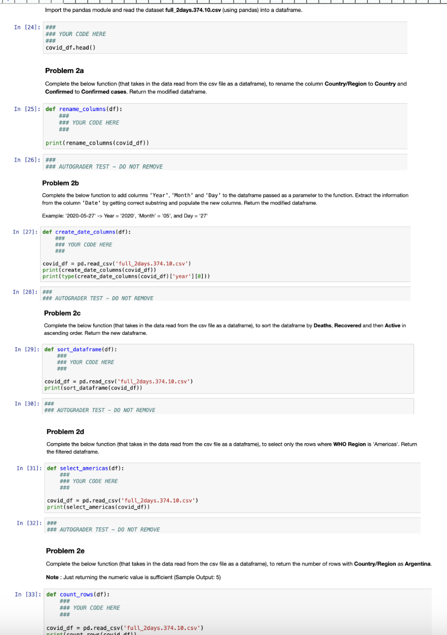 Solved #棈### YOUR CODE HERE###covid_df.head ()Problem | Chegg.com