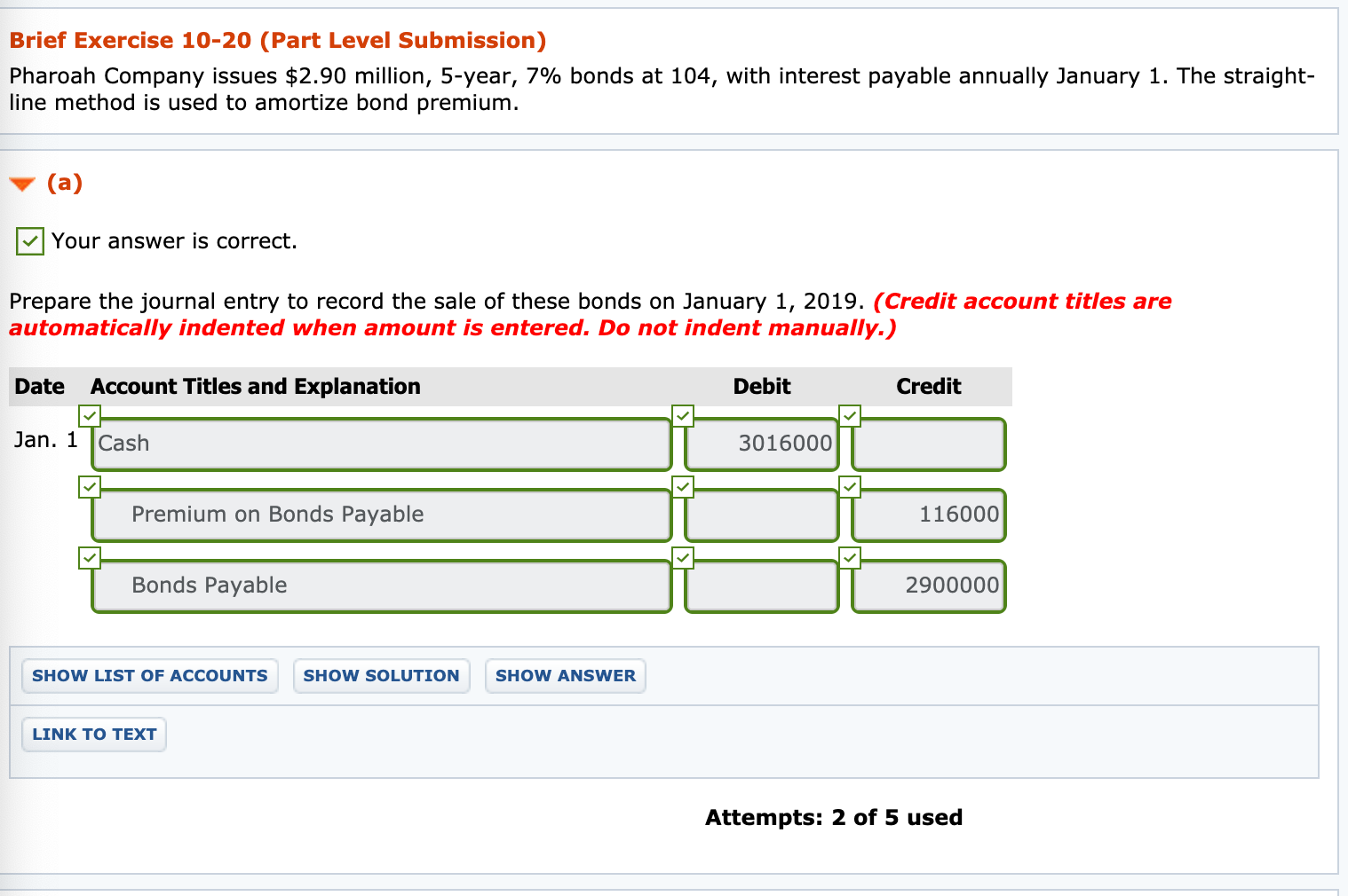 Solved Brief Exercise 10-20 (Part Level Submission) Pharoah | Chegg.com