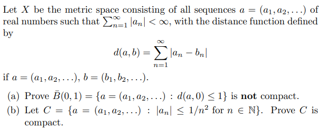 Solved Let X be the metric space consisting of all sequences | Chegg.com