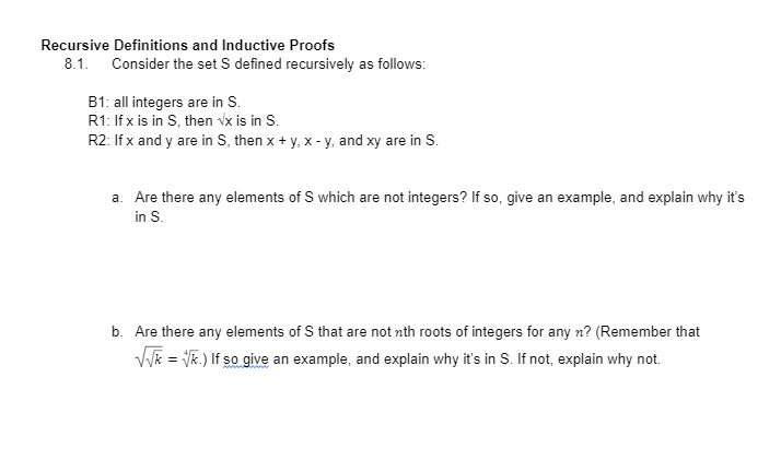 Solved Recursive Definitions and Inductive Proofs8.1. | Chegg.com
