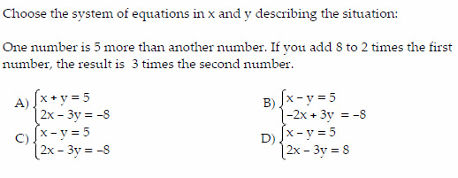 Solved Choose the system of equations in x and y describing | Chegg.com