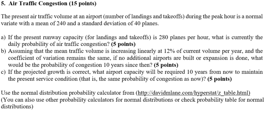 Solved 5. Air Traffic Congestion (15 points) The present air | Chegg.com