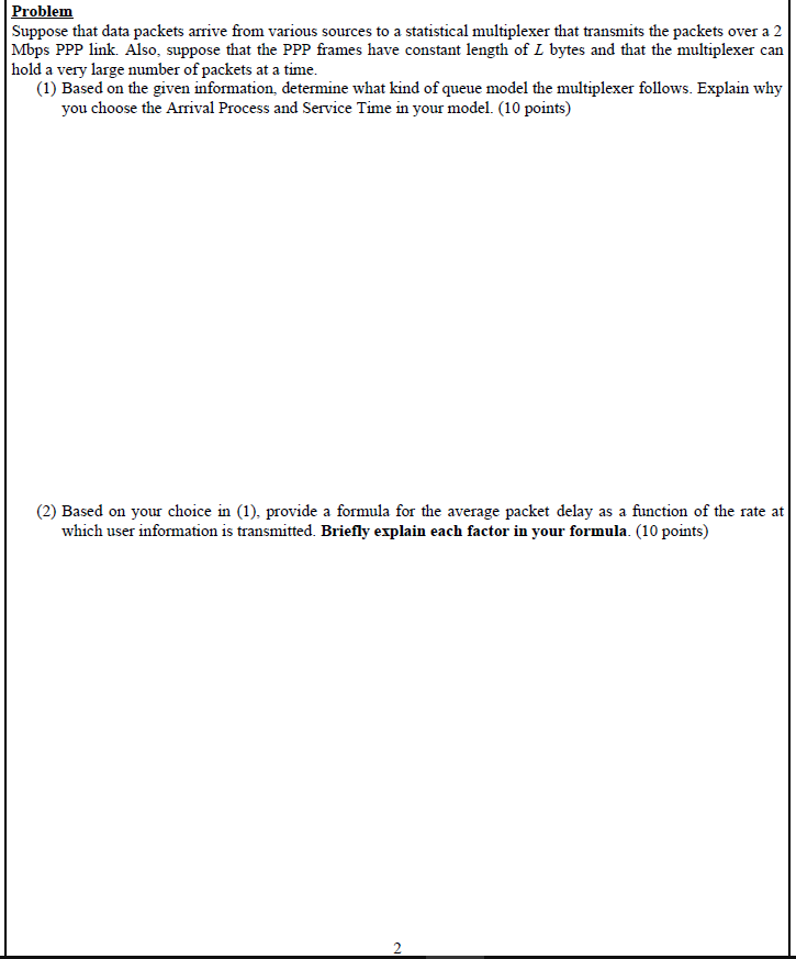 Solved Problem Suppose that data packets arrive from various | Chegg.com