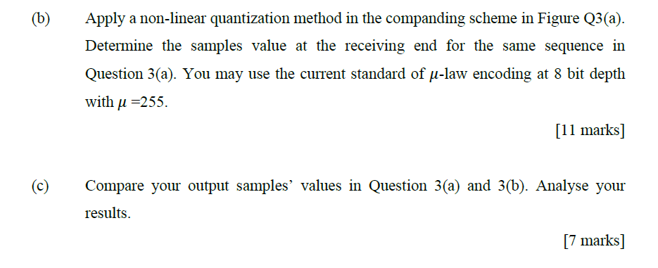 Solved (b) Apply a non-linear quantization method in the | Chegg.com