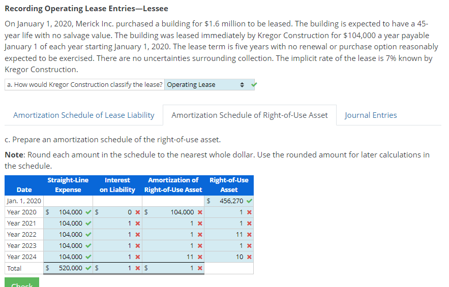 Solved Recording Operating Lease Entries-Lessee On January | Chegg.com