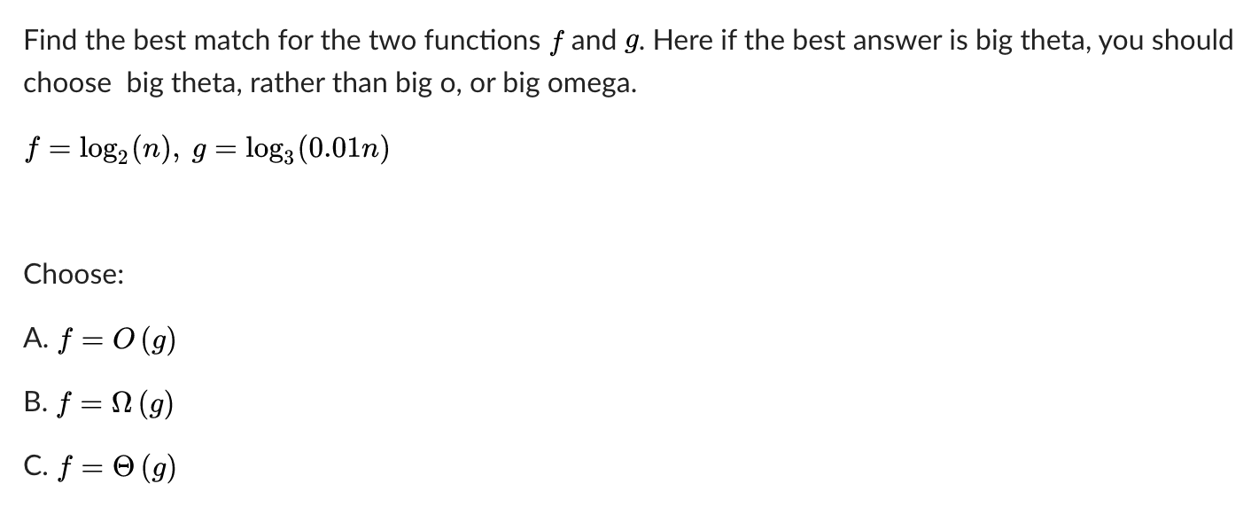 Solved Find the best match for the two functions f and g. | Chegg.com