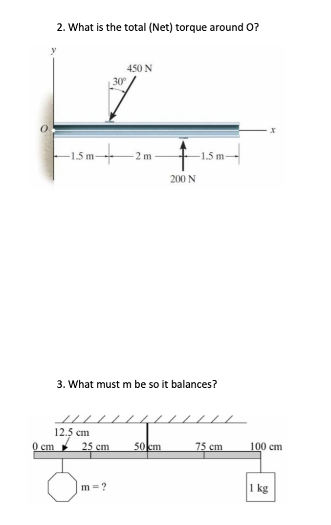 Solved 2. What is the total (Net) torque around O ? 3. What | Chegg.com