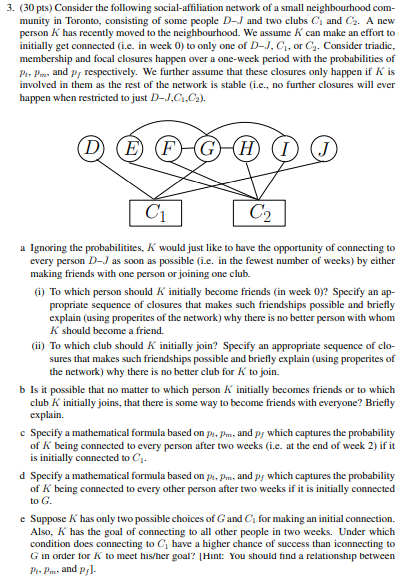 3. (30 pts) Consider the following social-affiliation | Chegg.com