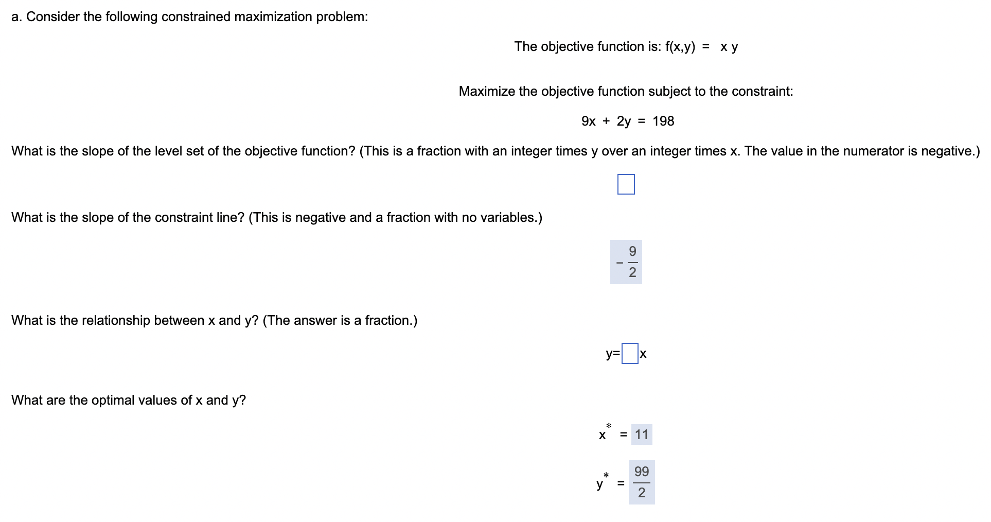Solved a. Consider the following constrained maximization | Chegg.com