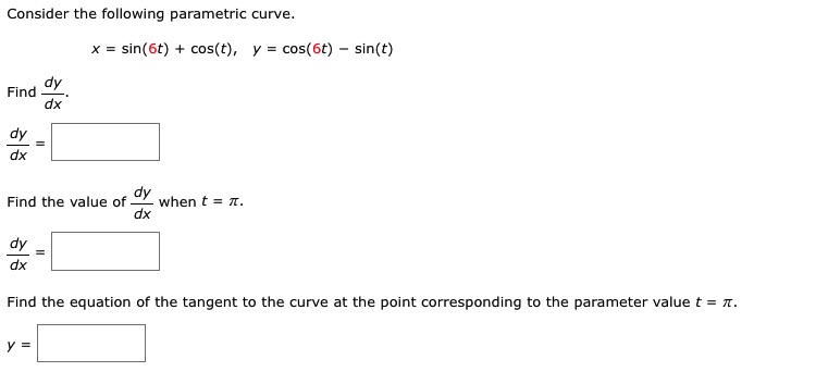 Solved Consider the following parametric curve. | Chegg.com
