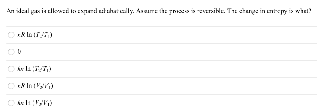 Solved An ideal gas is allowed to expand adiabatically. | Chegg.com