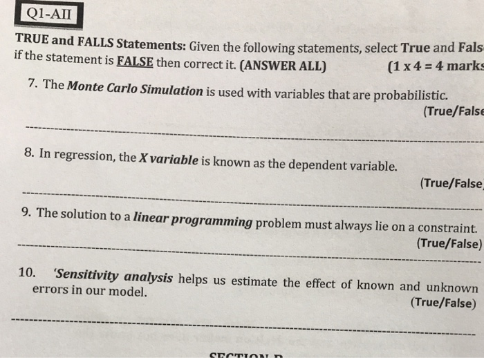 Solved The Monte Carlo Simulation is used with variables | Chegg.com