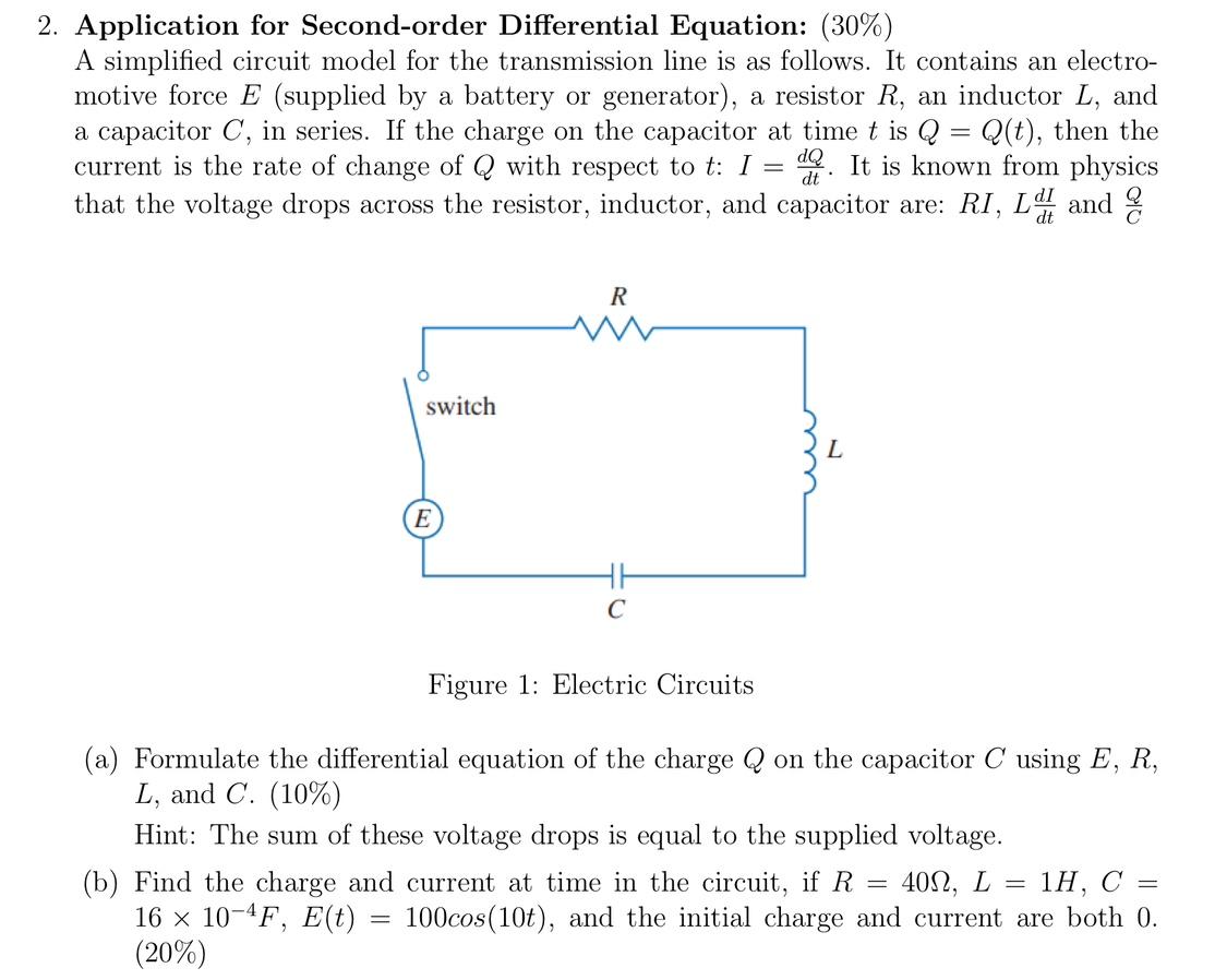 Solved 2 Application For Second Order Differential 