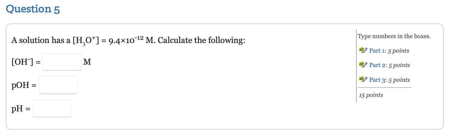 Solved A solution has a \\( \\left[\\mathrm{H}_{3} | Chegg.com