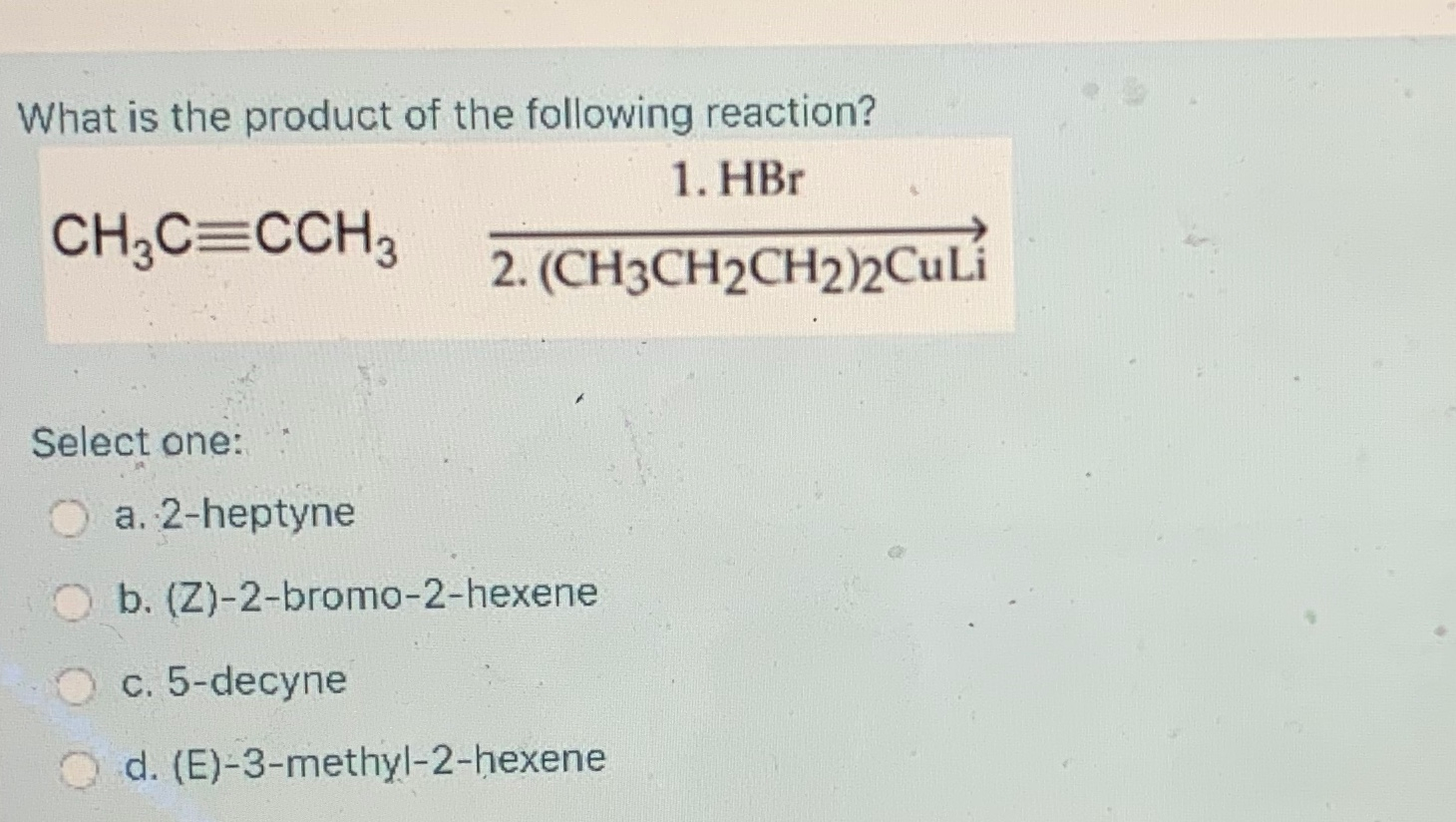 Solved What is the product of the following reaction? 1. HBr | Chegg.com