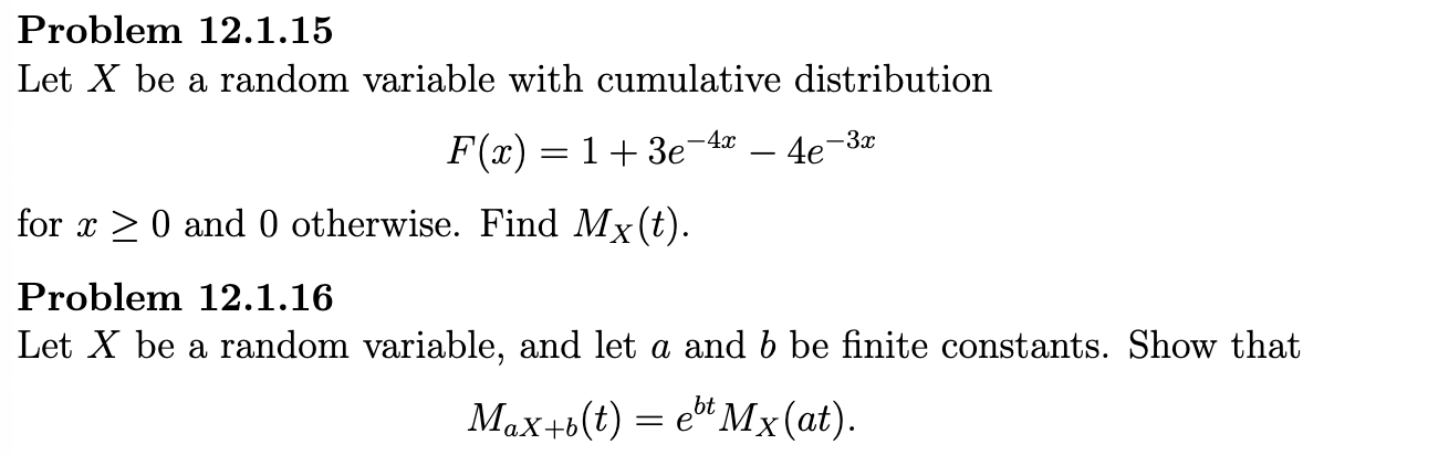 Solved Problem 12.1.15 Let X be a random variable with | Chegg.com