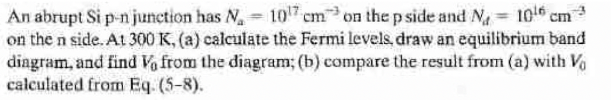 Solved An abrupt Si pn junction has Na=1017 cm−3 on the p | Chegg.com