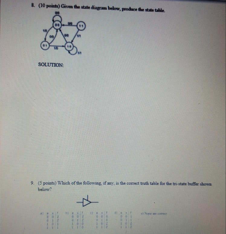 Solved 8. (10 points) Given the state diagram below, prodace | Chegg.com