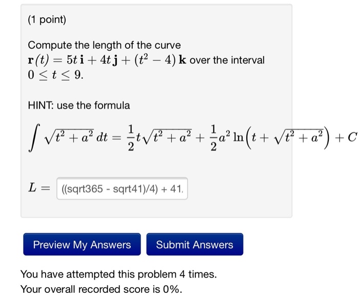 Solved (1 point) Calculate K (t) when r (t) (3t 1, 6, 3t) | Chegg.com