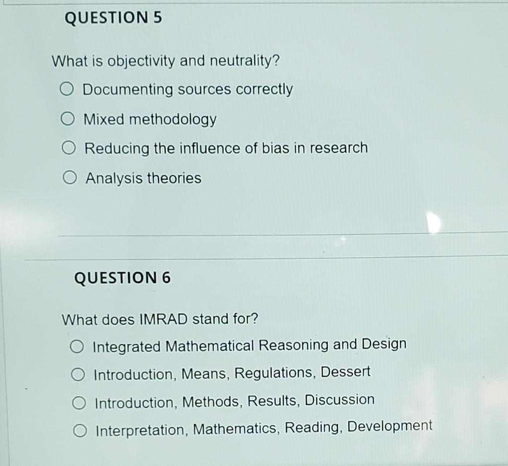 Solved QUESTION 5 What is objectivity and neutrality? | Chegg.com