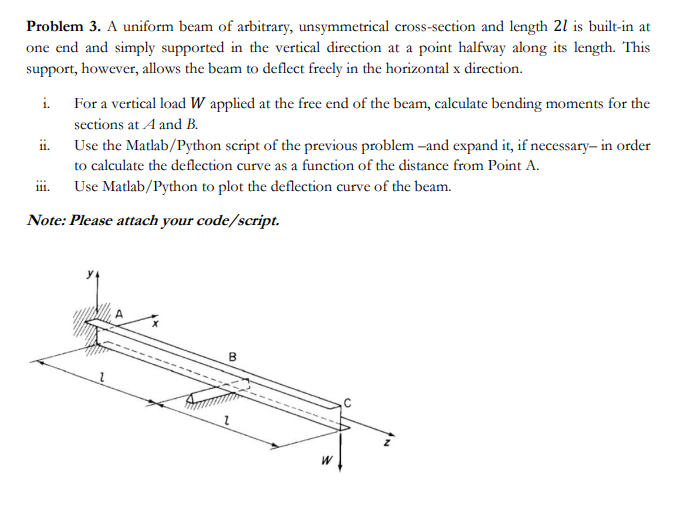 Solved Problem 3. A uniform beam of arbitrary, unsymmetrical | Chegg.com Solved Problem 3. A uniform beam of arbitrary, unsymmetrical | Chegg.com