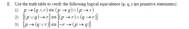 Solved Use the truth table to verify the following logical | Chegg.com