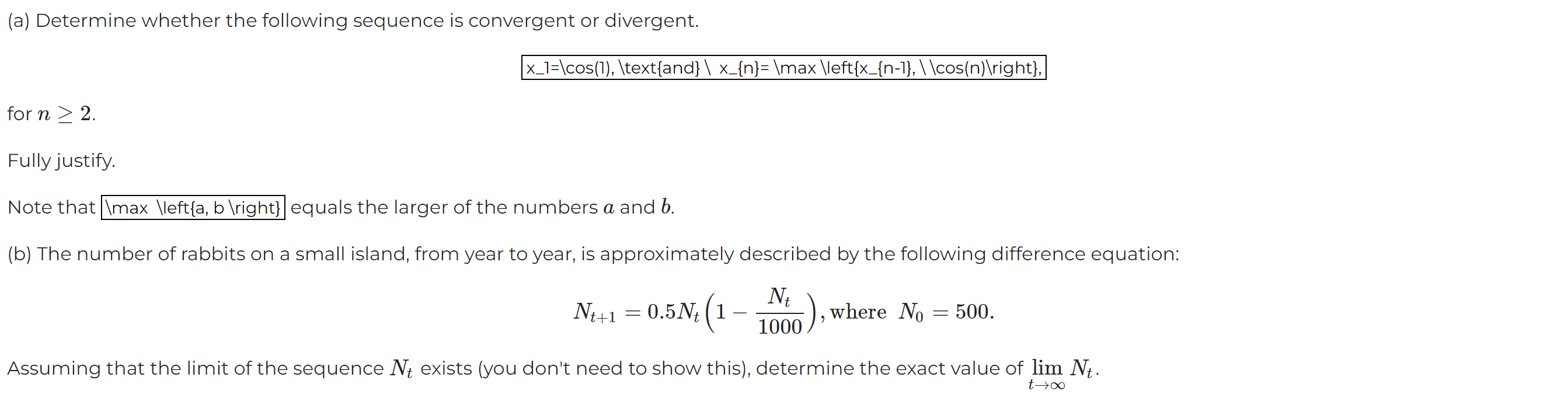 Solved (a) ﻿Determine whether the following sequence is | Chegg.com