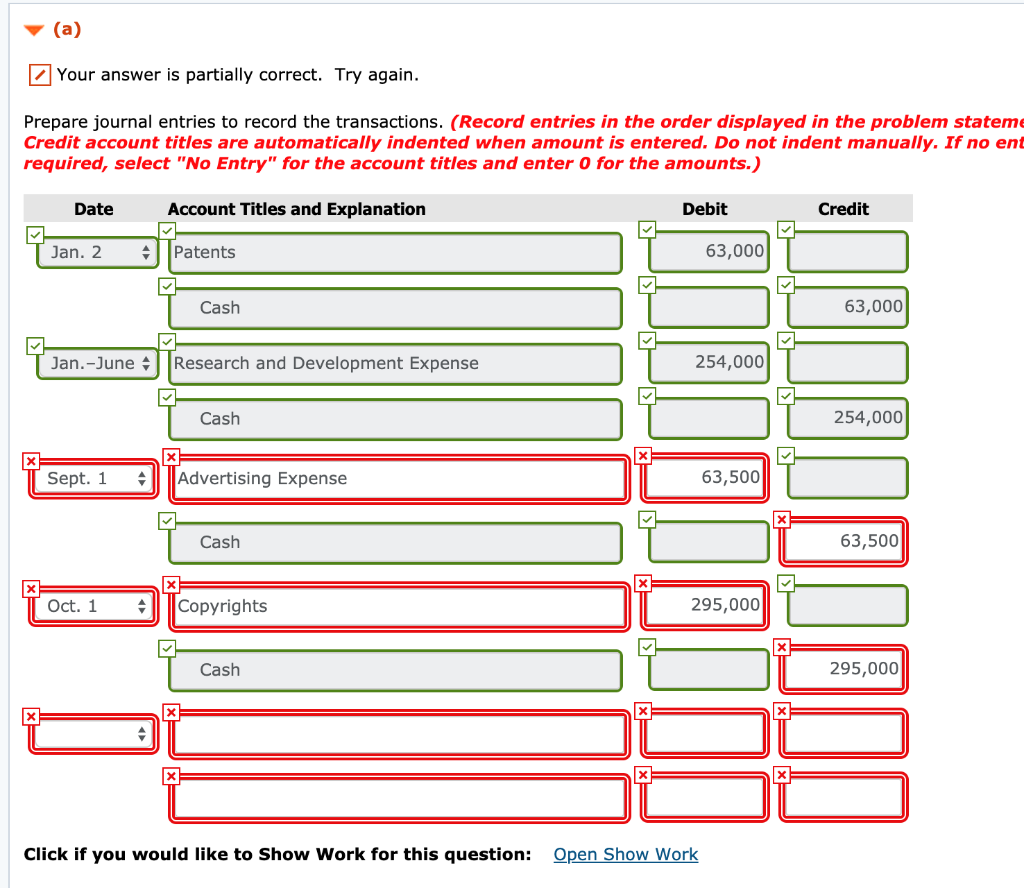 Solved Problem 9-5A (Part Level Submission) The intangible | Chegg.com