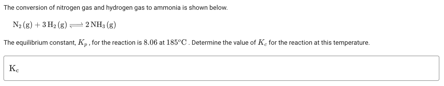 Solved The conversion of nitrogen gas and hydrogen gas to | Chegg.com