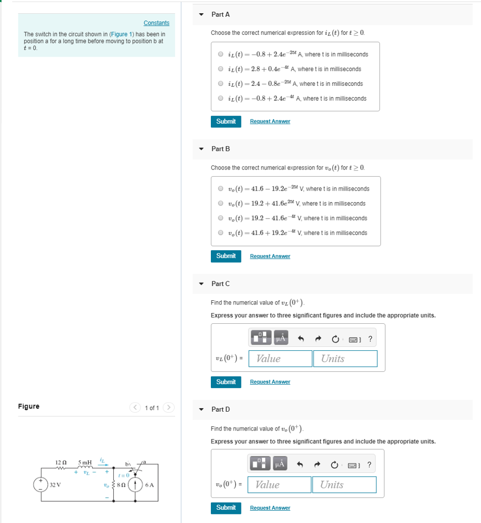 Solved Part A Choose the correct numerical expression for iL | Chegg.com