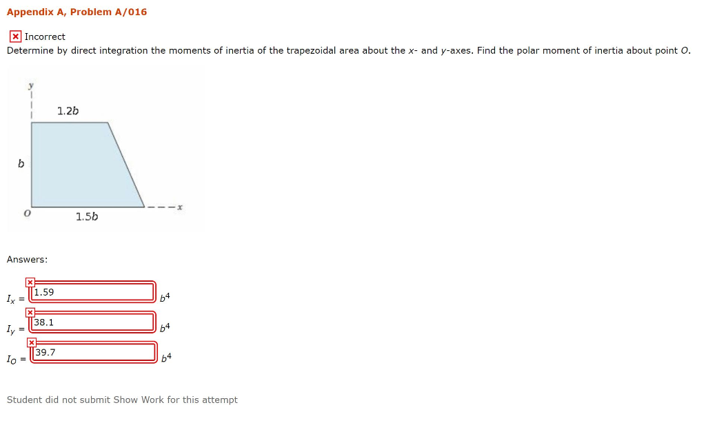 Solved Appendix A, Problem A/016 * Incorrect Determine by | Chegg.com