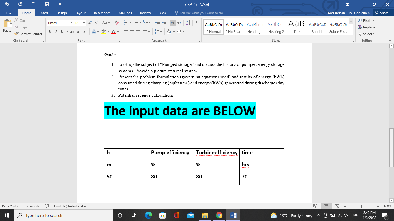 Solved pro fluid - Word X File Home Insert Design Layout | Chegg.com
