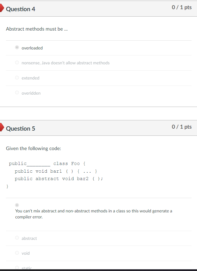 Solved Abstract methods must be ... overloaded nonsense, | Chegg.com