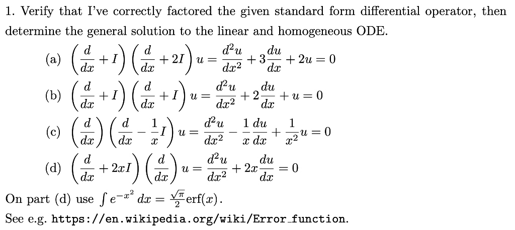 1. Verify that I've correctly factored the given | Chegg.com
