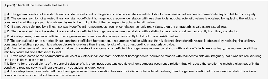 Solved Chapter Review Problem 9: Check all the statements | Chegg.com