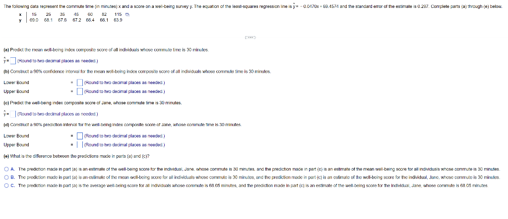 Solved The following data represent the commute tire (in | Chegg.com