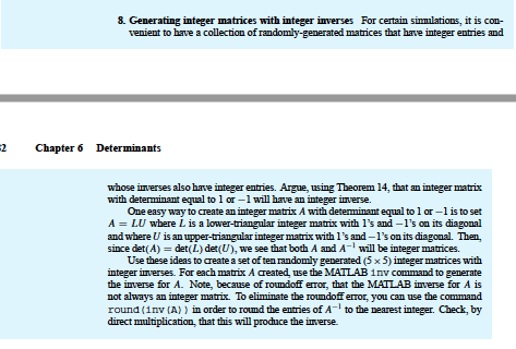 Solved 8. Generating integer matrices with integer inverses | Chegg.com