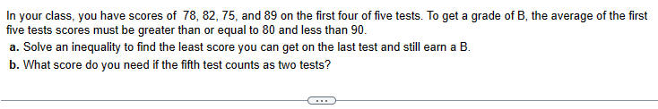 Solved In your class, you have scores of 78,82,75, and 89 on | Chegg.com